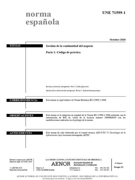 Une 71599 1 2010 Pdf Seguridad De Información Riesgo