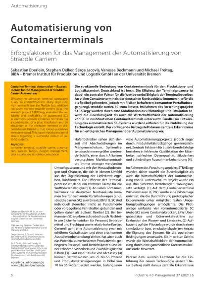 Container Terminal Automation − Success Factors For The Management Of Straddle Carrier