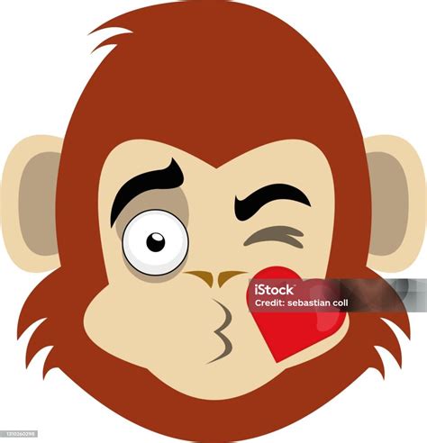 원숭이의 머리 벡터 이모티콘 일러스트 만화와 하트 모양의 키스를주는 사랑의 표현 긍정적인 감정 표현에 대한 스톡 벡터 아트 및 기타 이미지 긍정적인 감정 표현 낭만주의