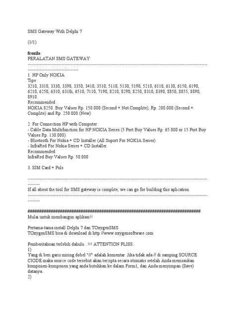 sms gateway with delphi 7 pdf