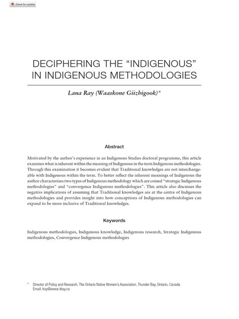 Ray 2012 Deciphering The Indigenous In Indigenous Methodologies Download Free Pdf