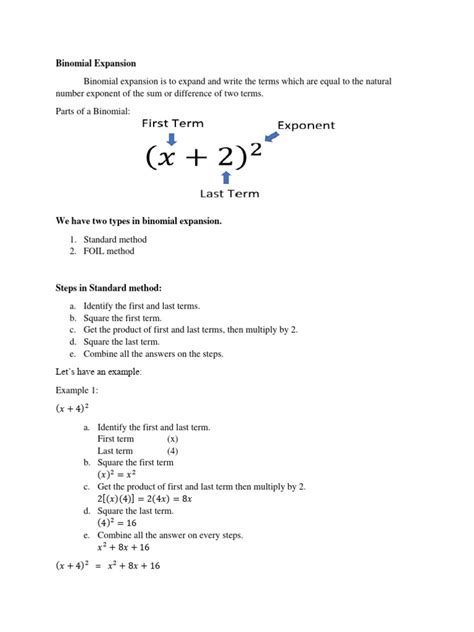 Binomial Expansion Pdf Mathematics Algebra