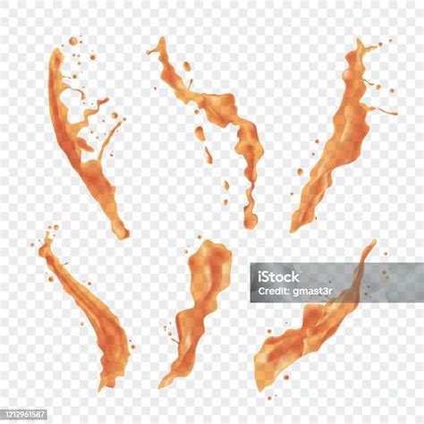 세트 오렌지 액체 는 투명 한 배경 과일 주스 튀는에 현실적인 방울과 튀김 을 튀긴 물이 튀는에 대한 스톡 벡터 아트 및 기타 이미지 물이 튀는 0명 3차원 형태