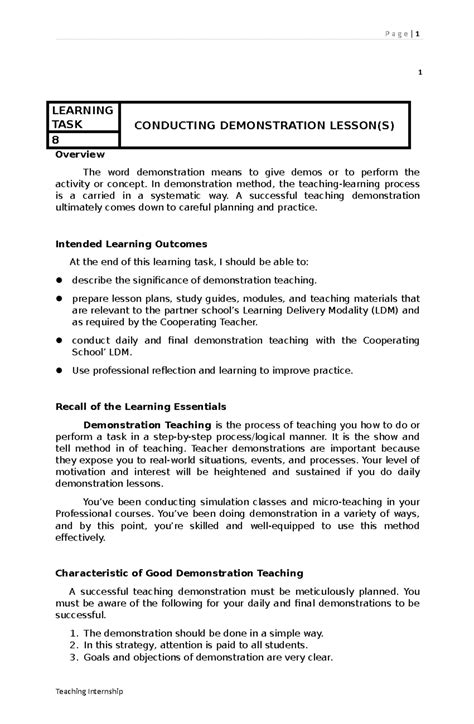 Learning Task 7 Assessment Practices In Teaching Internship Activities