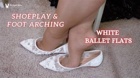 Shoeplay And Foot Arching In White Ballet Flats Morrigan Havoc