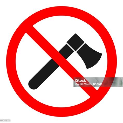 삼림 벌채 금지 표시 이다입니다 빨간색 동그라미 밖으로 교차 도끼 벡터 원형에 대한 스톡 벡터 아트 및 기타 이미지 원형 자르기 아이콘 Istock