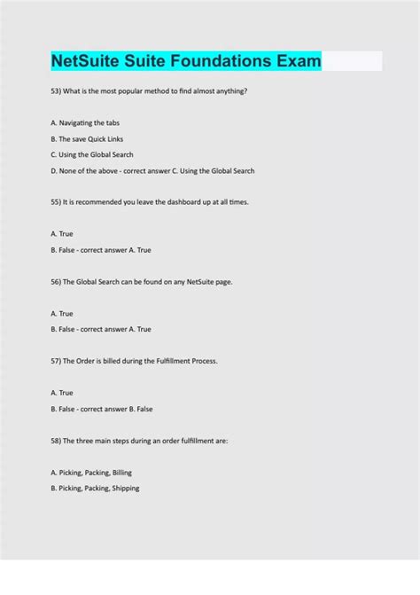 Netsuite Suite Foundations Exam Question And Answer Latest Update Netsuite Foundations Stuvia Us