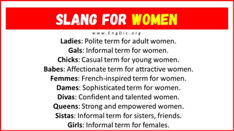 30 Slang For Women Their Uses And Meanings Engdic