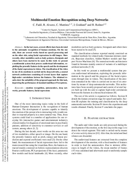 pdf multimodal emotion recognition using deep networks