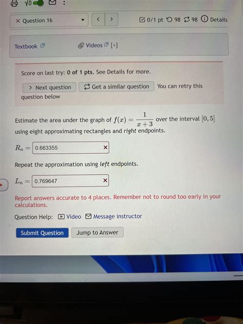 [calculus One Approximating Areas] R Homeworkhelp