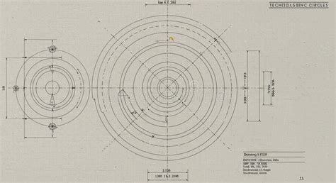 Technical Drawing Depicting Concentric Circles With Precise