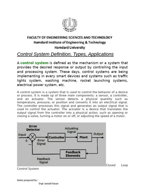 Control System Feedback N Types Pdf Feedback Operational Amplifier
