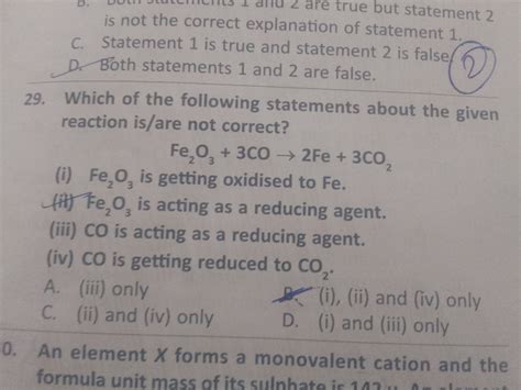 Are True But Statement 2 Is Not The Correct Explanation Of Statement 1 C
