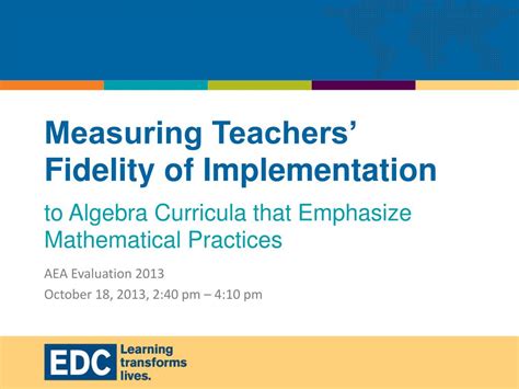 Ppt Assessing Algebra Curriculum Fidelity Mathematics Practices