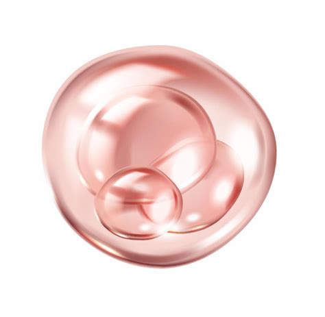 Pink Collagen Molecules Bouncing Inside Bubble Realistic Illustration Rejuvenation Skincare