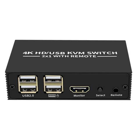 4k Hdmi Kvm Switch 2x1 With 4 Port Usb Hub Hdmi Usb Kvm Switch 2 In 1 Out For 2 Pcs Share One