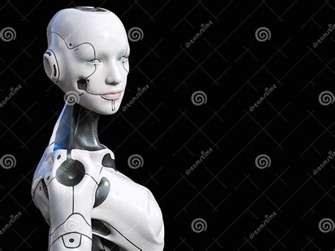 3d Rendering Of A Female Android Looking At You Stock Illustration