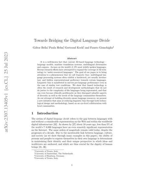 Pdf Towards Bridging The Digital Language Divide