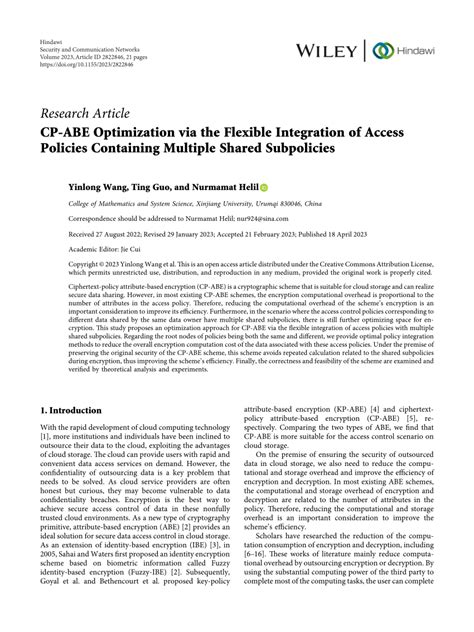 pdf cp abe optimization via the flexible integration of access