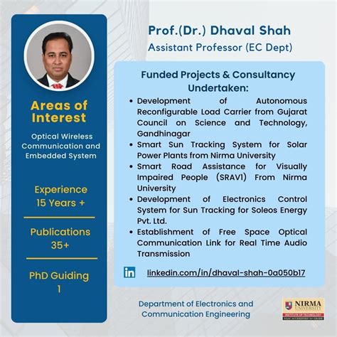 Ec Dept Institute Of Technology Nirma University Ahmedabad On Linkedin Know About The Faculty