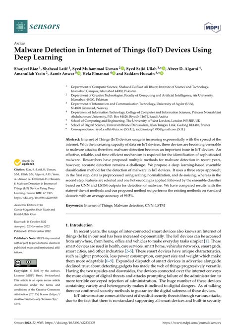 PDF Malware Detection In Internet Of Things IoT Devices Using Deep Learning