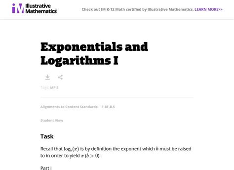 Illustrative Mathematics F Bf Exponentials And Logarithms I Lesson
