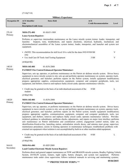 Joint Service Transcript PDF