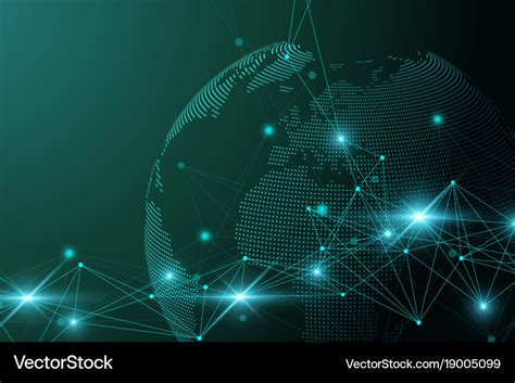 Network And Data Exchange Over Planet Earth Vector Image