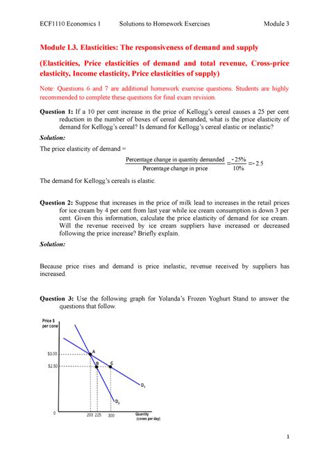 Module Elasticity Homework Solution V Module L Elasticities The Responsiveness Of Demand