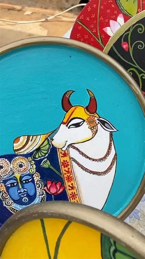 Pichwai Art On Wall Plates With Acrylic Colours Handicrafts Folk Art
