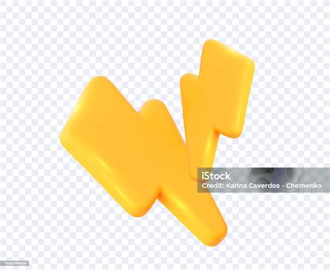 노란색 번개 모양 아이콘입니다 3d 번개 플라스틱 만화 스타일 벡터 그림입니다 Webbing Textile에 대한 스톡 벡터 아트 및 기타 이미지 Webbing