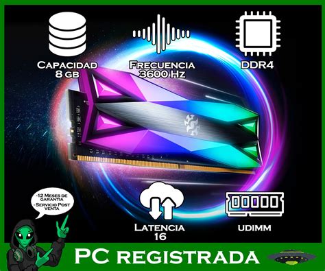 Memoria Ram Xpg Spectrix Ddr4 8gb 3600mhz Rgb Gamer Pcreg Pc Registrada