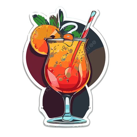 추천 칵테일이 있는 스티커 일러스트 클립 아트 벡터 고립 된 만화 칵테일 음료와 스티커 디자인 상표 스티커 일러스트 Png 일러스트 및 벡터 에 대한 무료 다운로드