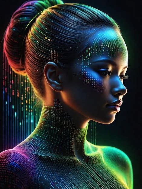 Premium Photo Colorful Binary Girl
