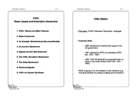 Pdf System Synthesis Vhdl Basics Component Conﬁguration