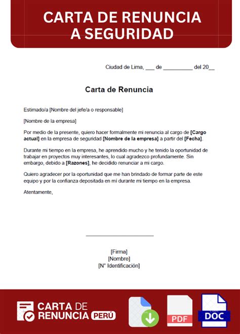 ᐅ Carta de Renuncia a Seguridad Ejemplos y Modelos