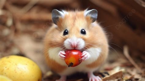 사과를 씹는 갈색과 흰색 햄스터 음식을 먹는 귀여운 햄스터 고화질 사진 사진 설치류 배경 일러스트 및 사진 무료 다운로드 Pngtree
