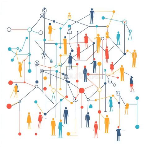colorful networking concept map with connected figures and symbols