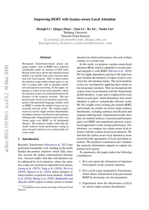pdf improving bert with syntax aware local attention