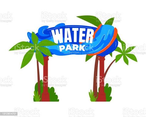 해양 생물 여름 아쿠아 파크 벡터 일러스트와 기호 개체를 광고합니다 기호에 편지 열대 야자수가있는 워터 파크 기호 워터 파크에 대한 스톡 벡터 아트 및 기타 이미지 Istock