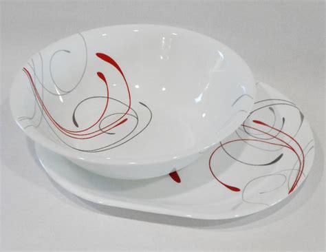 ️ 2 Pc Corelle Splendor Serving Set Large 2 Qt Bowl And Platter Red Gra Tarlton Place