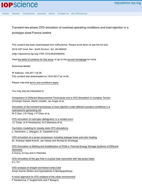 transient two phase cfd simulation of overload ope pdf