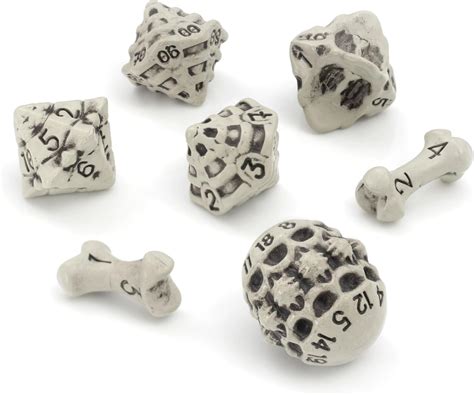 Dnd Dice Set Set Of 7 Polyhedral Skull And Bone Rpg Dice D20 D12 D10 D10 D8
