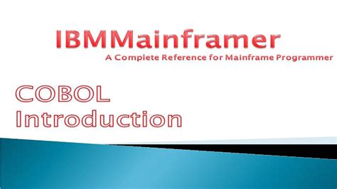 cobol tutorial cobol introduction what is cobol mainframe cobol