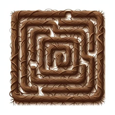 Artistic Labyrinth Made Of Twisted Tree Roots Forming An Intricate Maze Pattern In An Organic