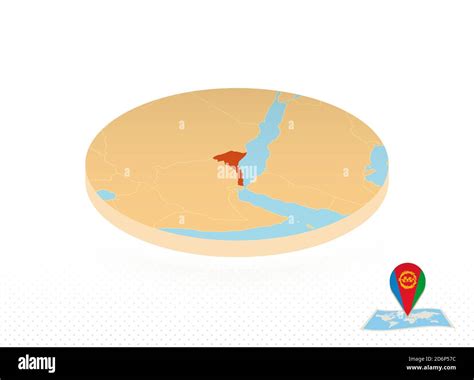 Eritrea Map Designed In Isometric Style Orange Circle Map Of Eritrea