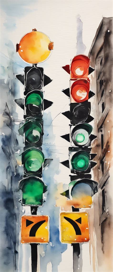 Traffic Signals In Watercolor Stable Diffusion Online