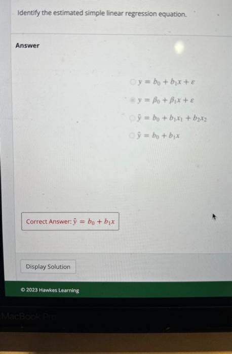 Solved Identify The Estimated Simple Linear Regression