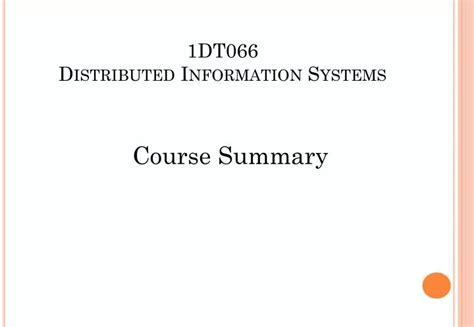 Ppt 1dt066 Distributed Information Systems Powerpoint Presentation