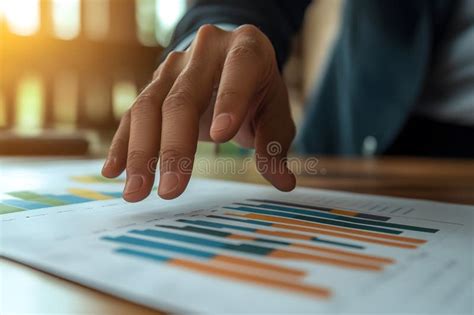 close up of a hand hovering over a bar graph stock illustration